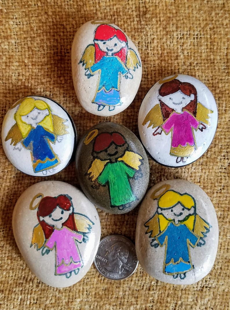 Pocket Angel Painted Rock Pocket Angel for Boy Little Girl | Etsy