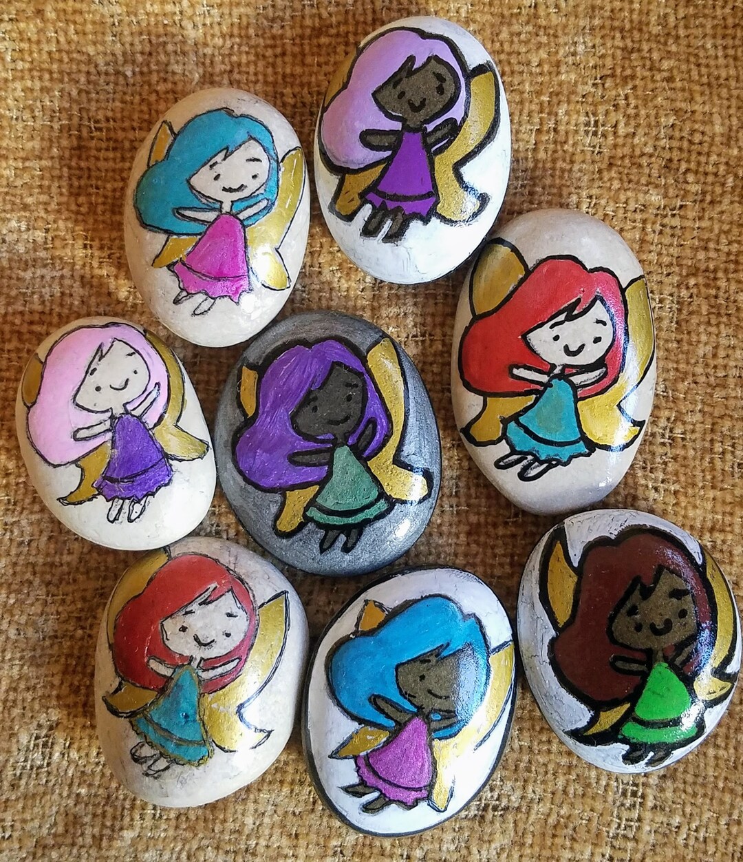 Pocket Angel Painted Rock, Pocket Angel for Girl, Little Girl Angel ...