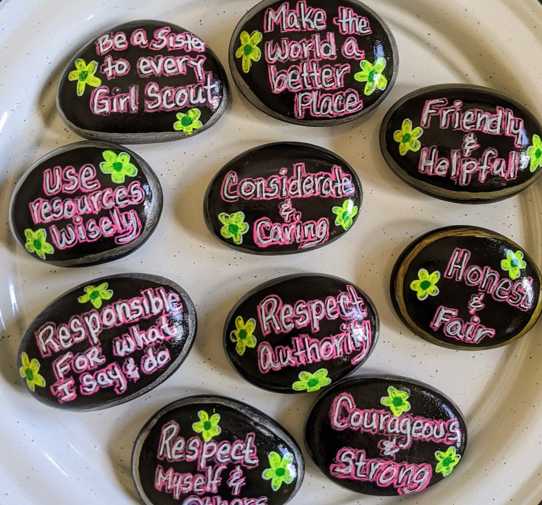 Girl Scout Laws, Girl Scout Promise Rocks, Daisy Scout Law, Gift for ...