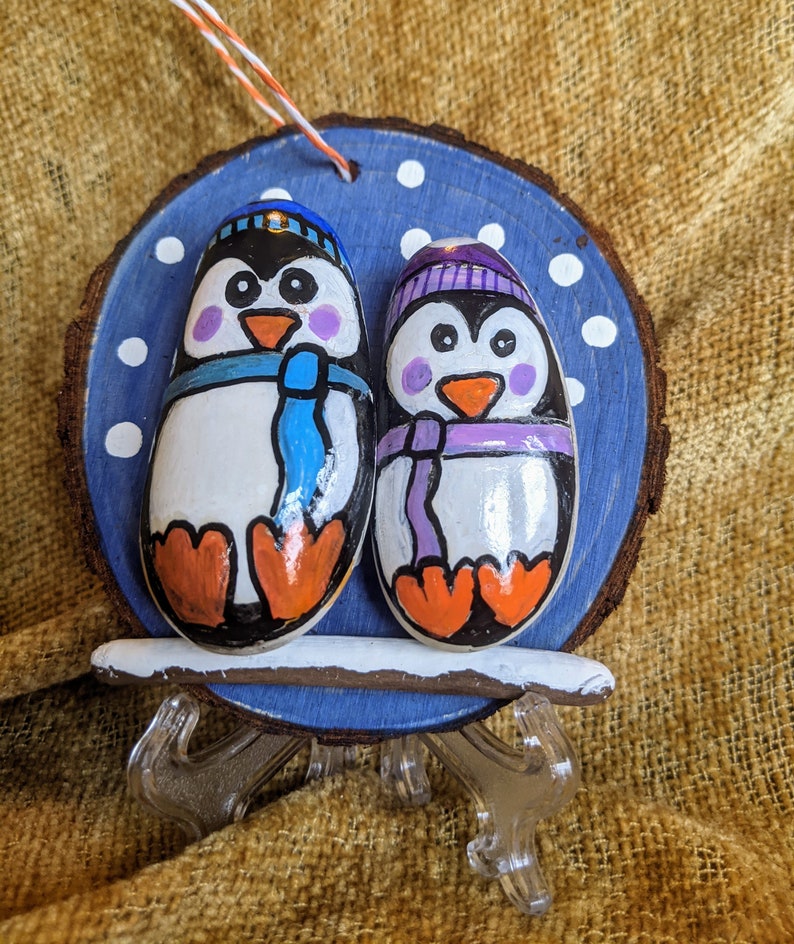 Penguin Painted Rock Ornament Hand Painted Penguin Rocks - Etsy Canada