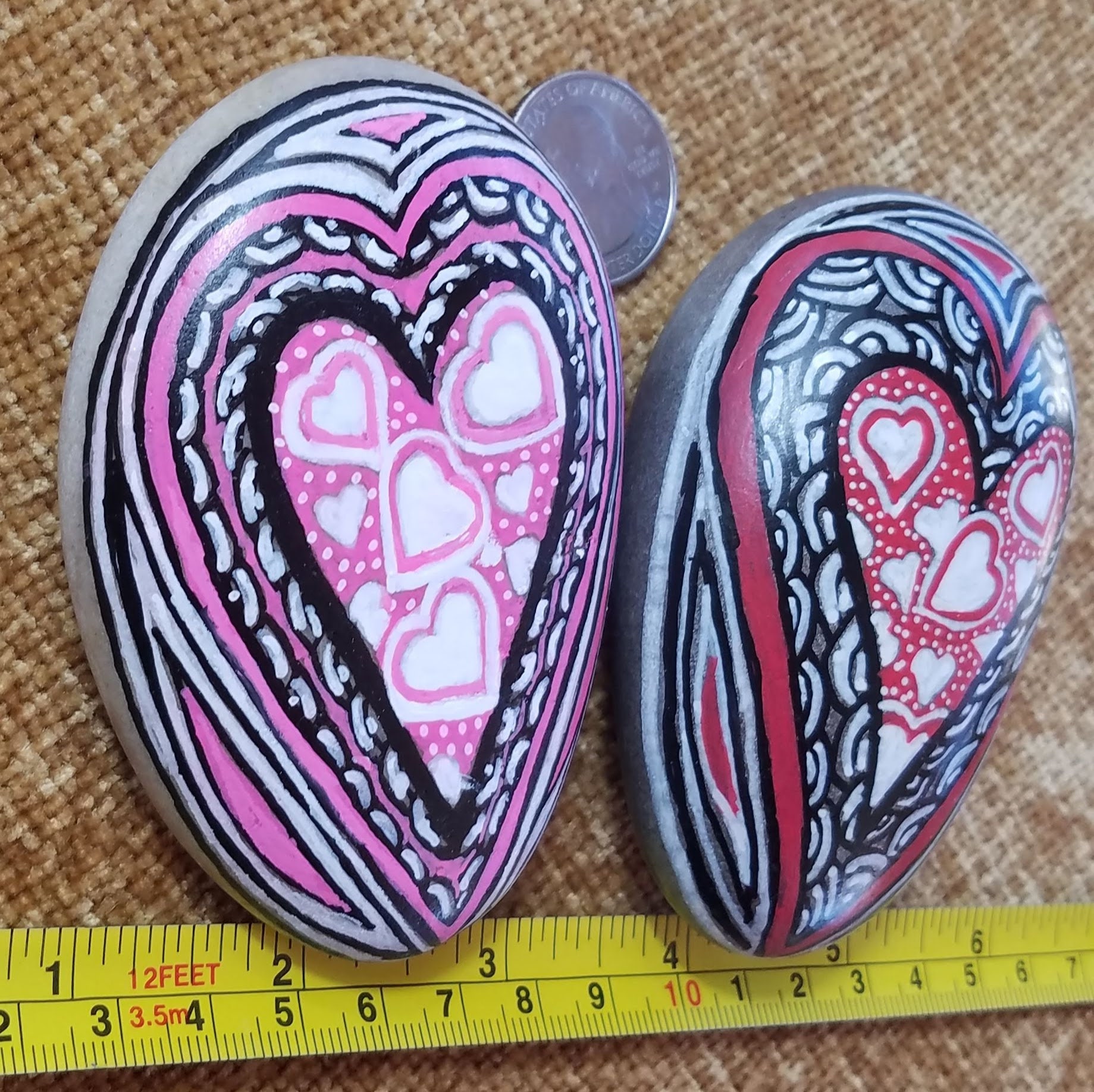 Intricate Hand-painted Heart Rock Love Themed Stone Art - Etsy