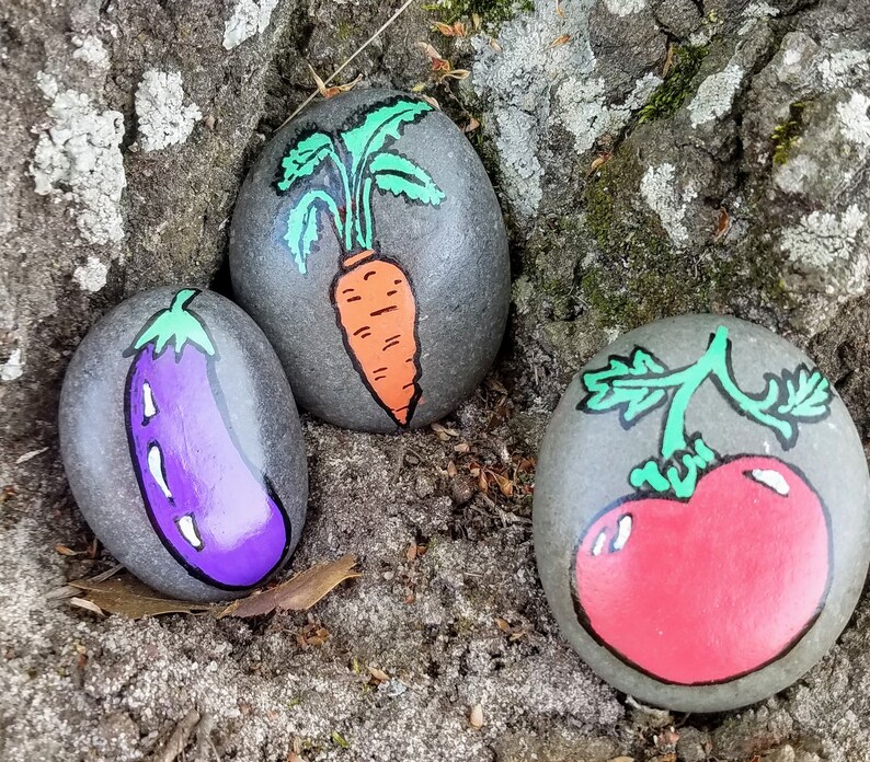 Hand-painted Vegetable Garden Stones Vegetable Markers - Etsy