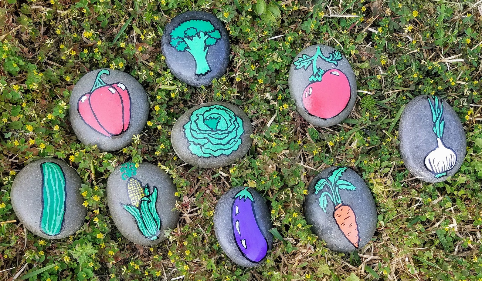 Hand-painted Vegetable Garden Stones Vegetable Markers - Etsy