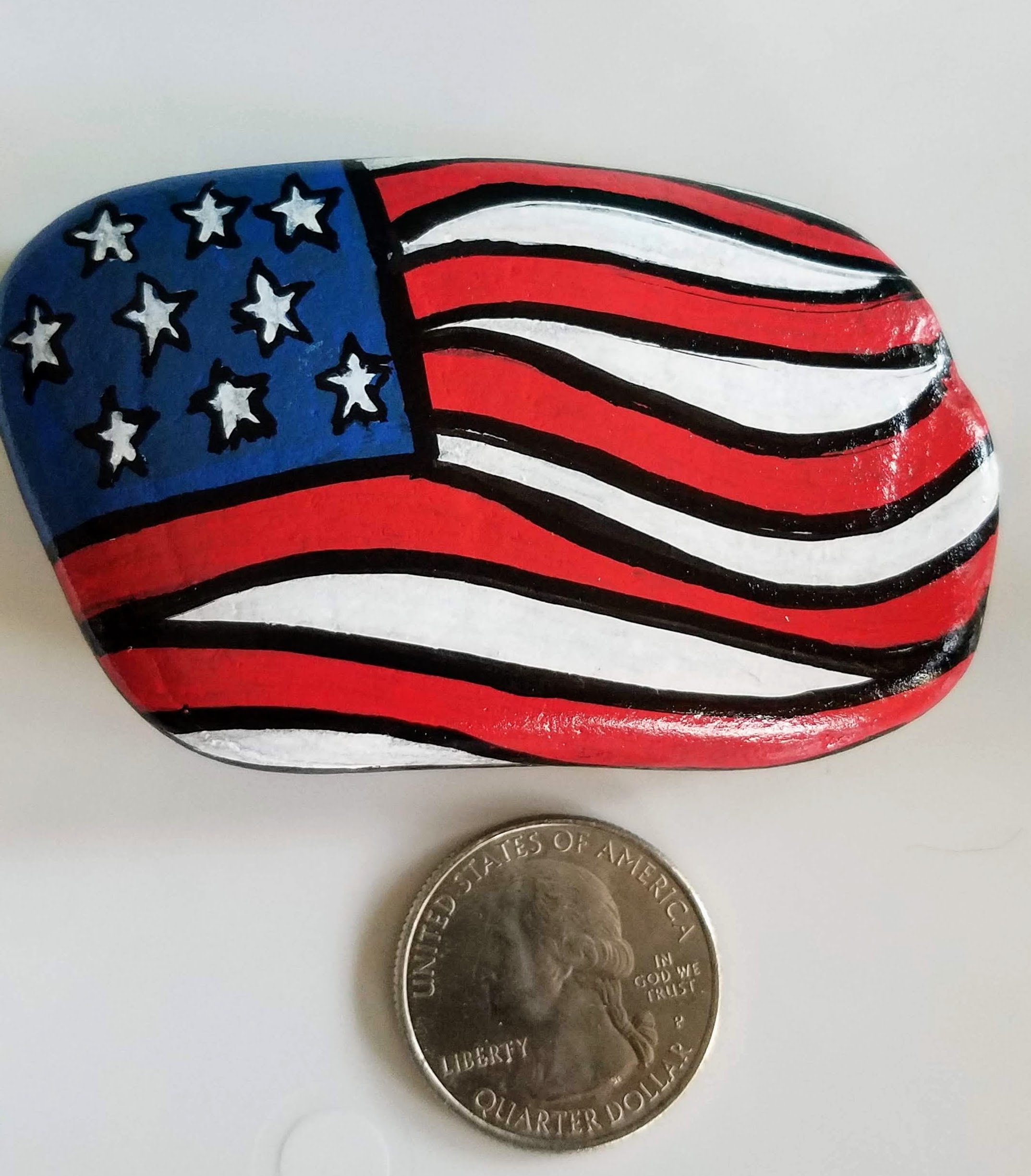 American Flag painted rock patriotic painted stone Fourth | Etsy