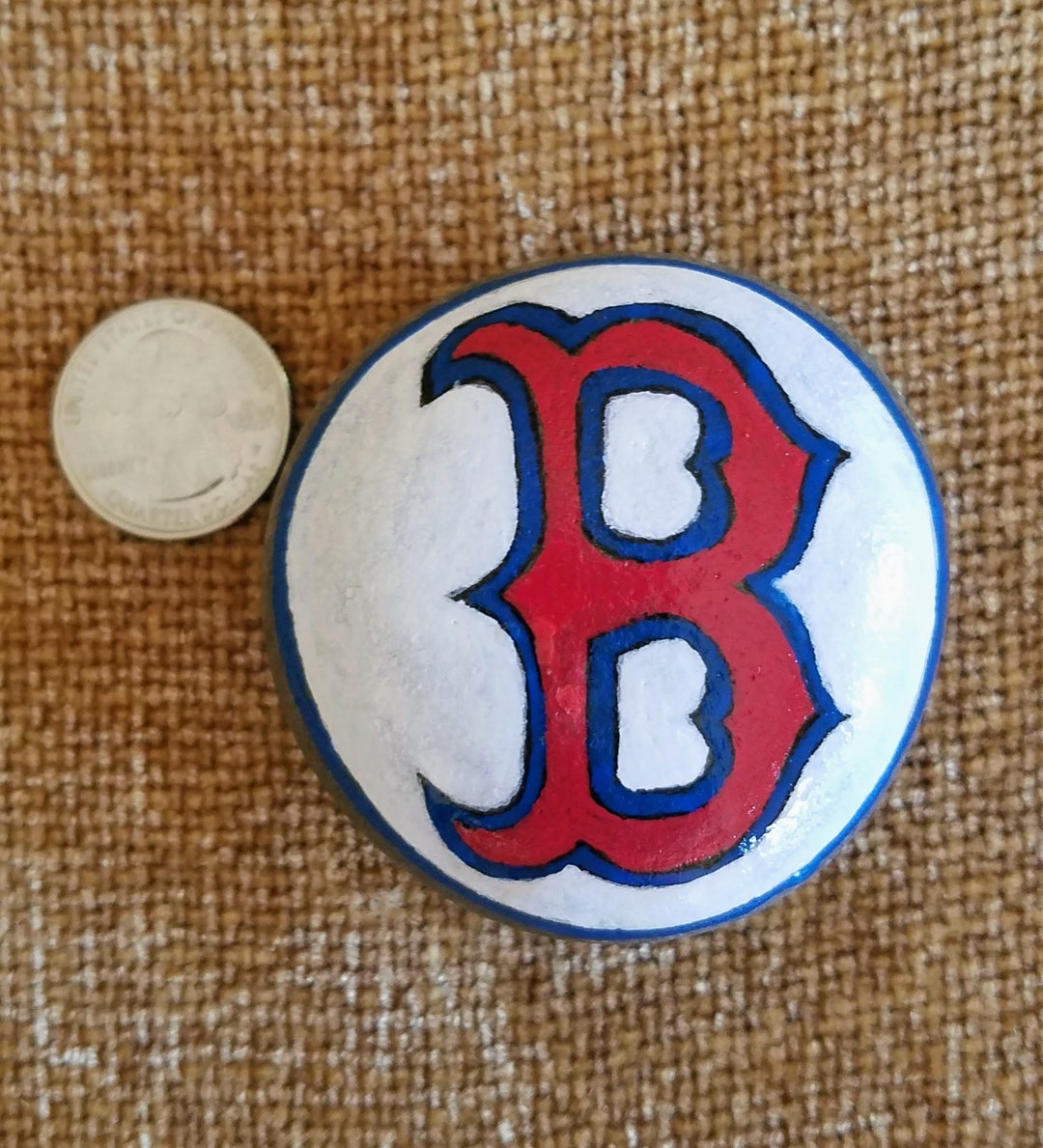 Boston Red Sox Painted Rock | Painted Sports Logo | Perfect Gift for ...