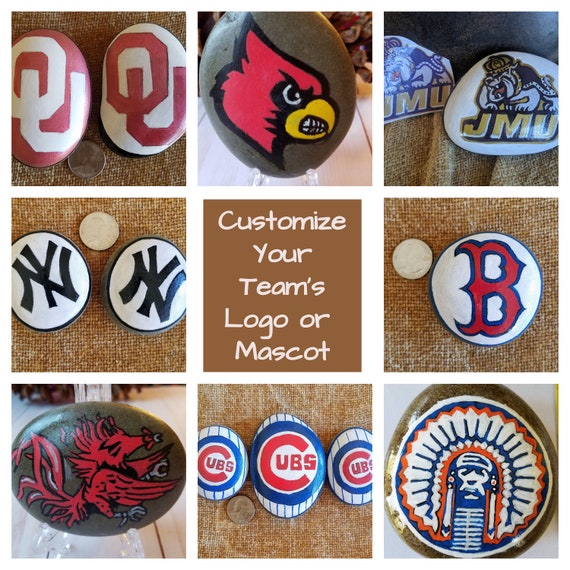 Sports Logo Painted Rock Perfect for Sports Fan Customizable | Etsy