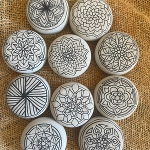 Set of 10 Adult Coloring Rocks, Zentangle Painted Rocks Kit, DIY ...