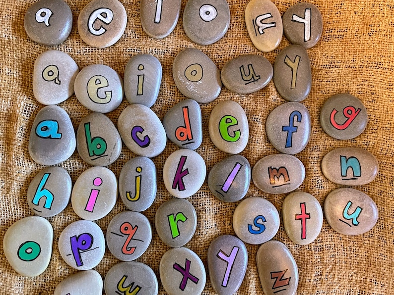 Hand Painted Alphabet Story Stones: Portable Learning Set - Etsy