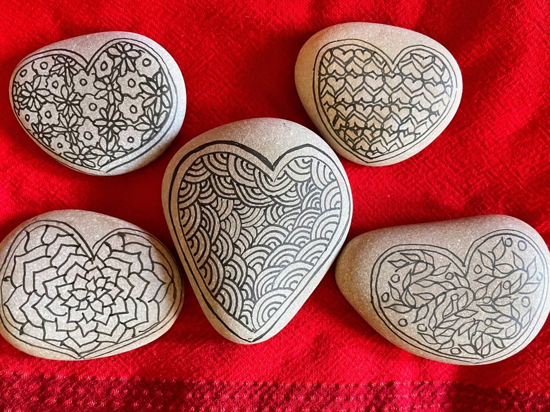 Painted Heart Rocks Craft Kit: Valentine Coloring Set - Etsy