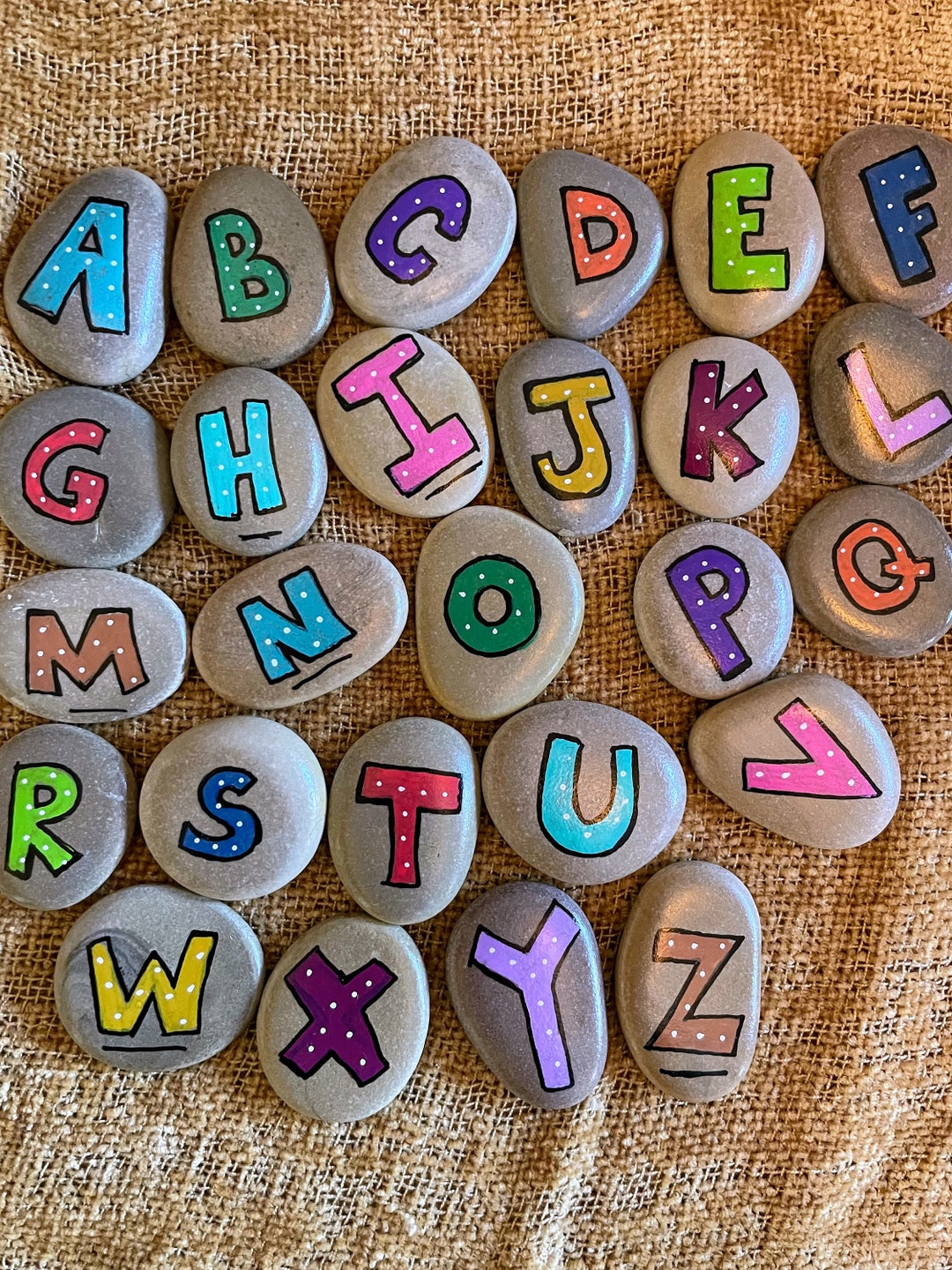 Hand Painted Alphabet Story Stones: Portable Learning Set - Etsy