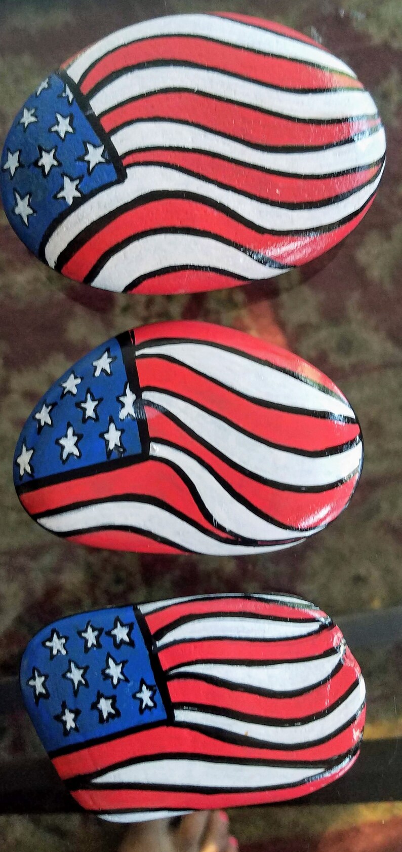 American Flag Painted Rock Patriotic Painted Stone Fourth of - Etsy