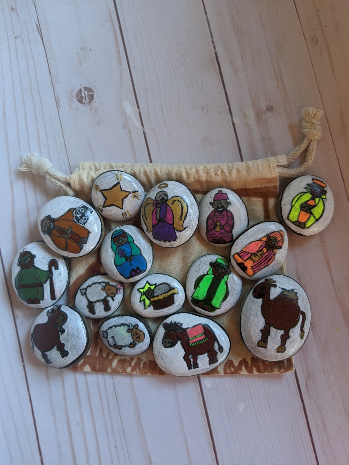 Painted Rock Nativity Story Stones Montessori Style Christmas - Etsy