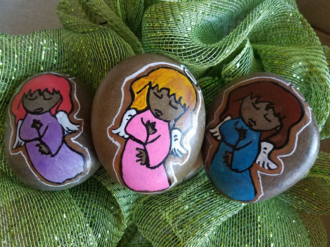 Hand-crafted Rock Art | Indoor & Outdoor Angel Accent Piece | Perfect ...