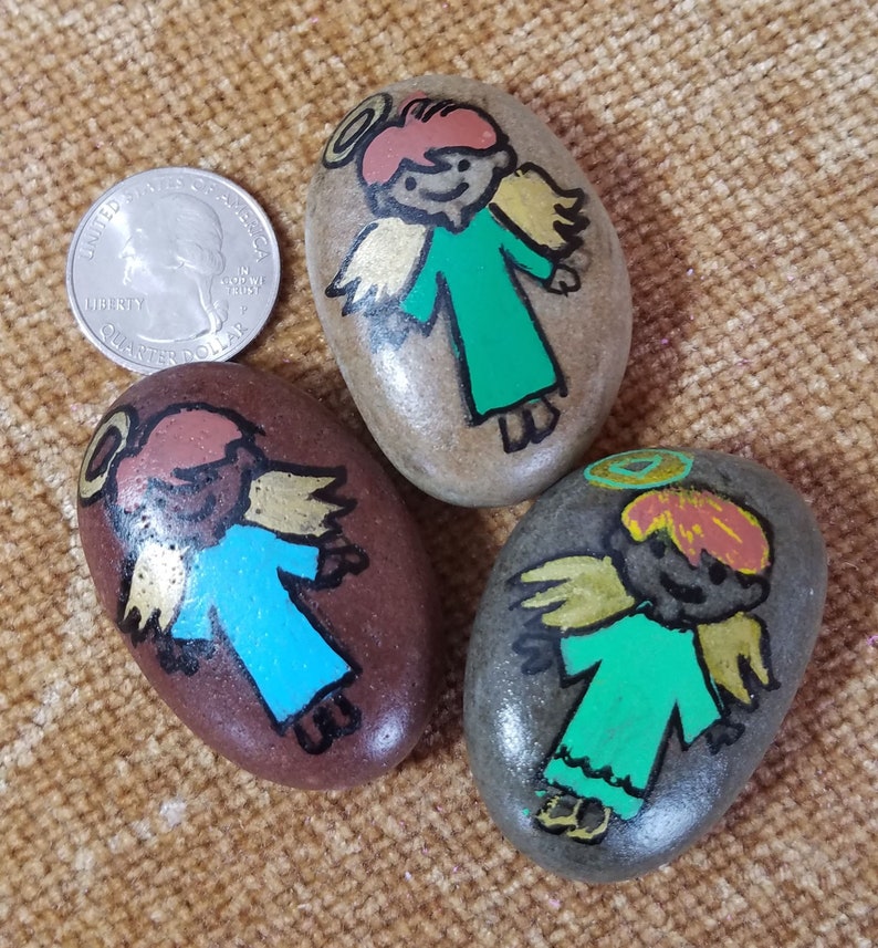 Pocket Angel Painted Rock Pocket Angel for Boy Little Girl | Etsy
