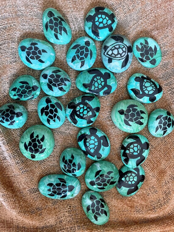 Rocas Pintadas Con Forma De Tortuga Marina Impresionante Recuerdos
