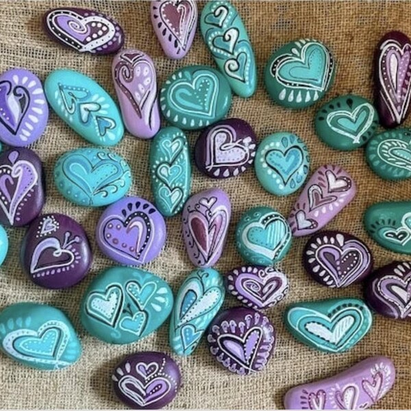 Heart Painted Rocks - Etsy