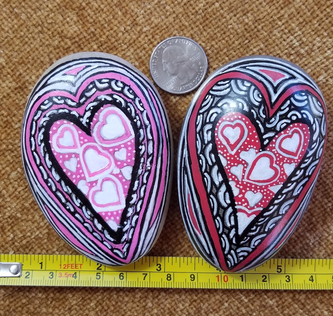 Intricate Hand-painted Heart Rock | Love Themed Stone Art | Perfect ...