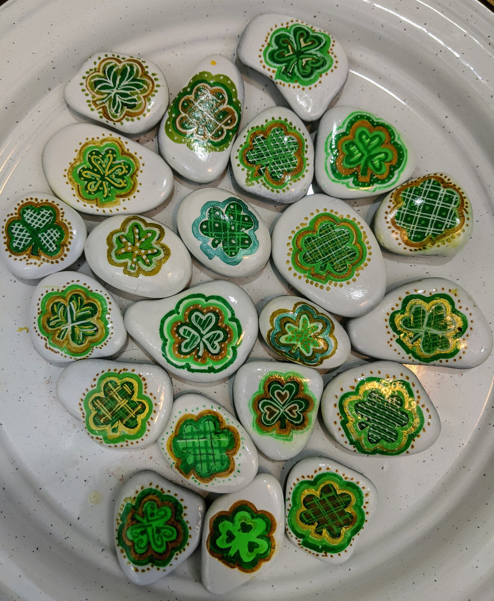 Small Decorative Shamrock Rocks Hand-painted Refrigerator | Etsy