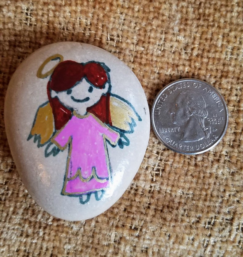 Pocket Angel Painted Rock Pocket Angel for Boy Little Girl | Etsy