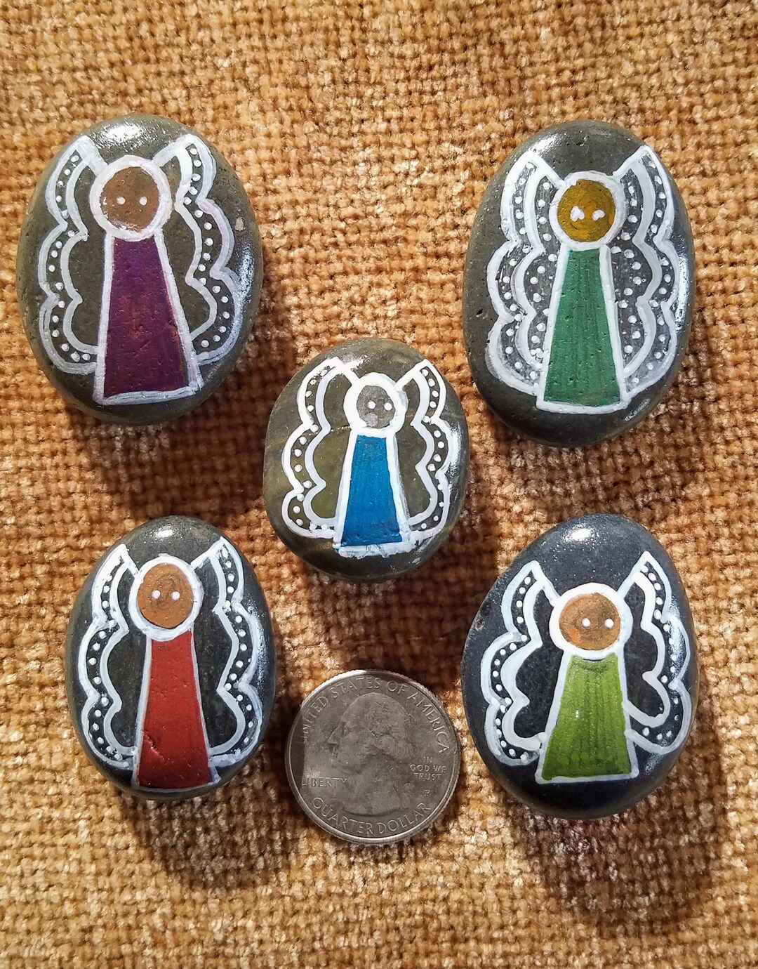 Pocket Angel, Angel Painted Rock, Art Stone, Gift for Her ...