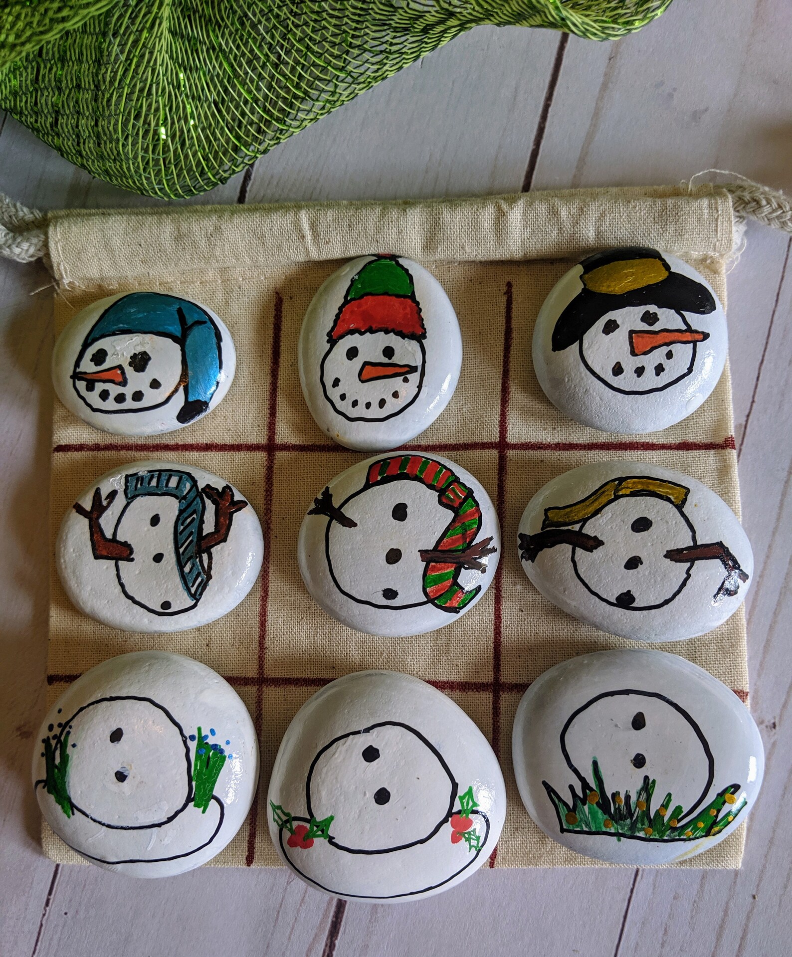 Mix and Match Snowman Rocks Combination Tic-tac-toe and - Etsy
