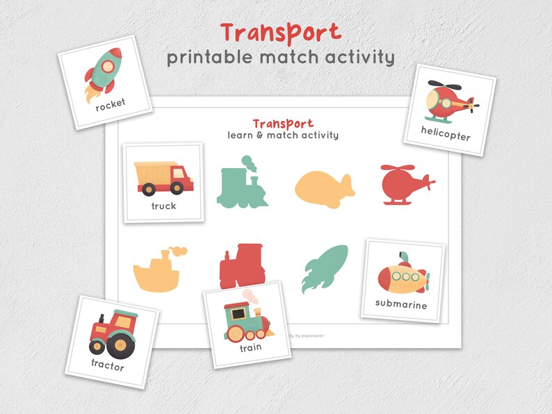 Transport Match Game – Kids Learning Activity (digital Download) - Etsy