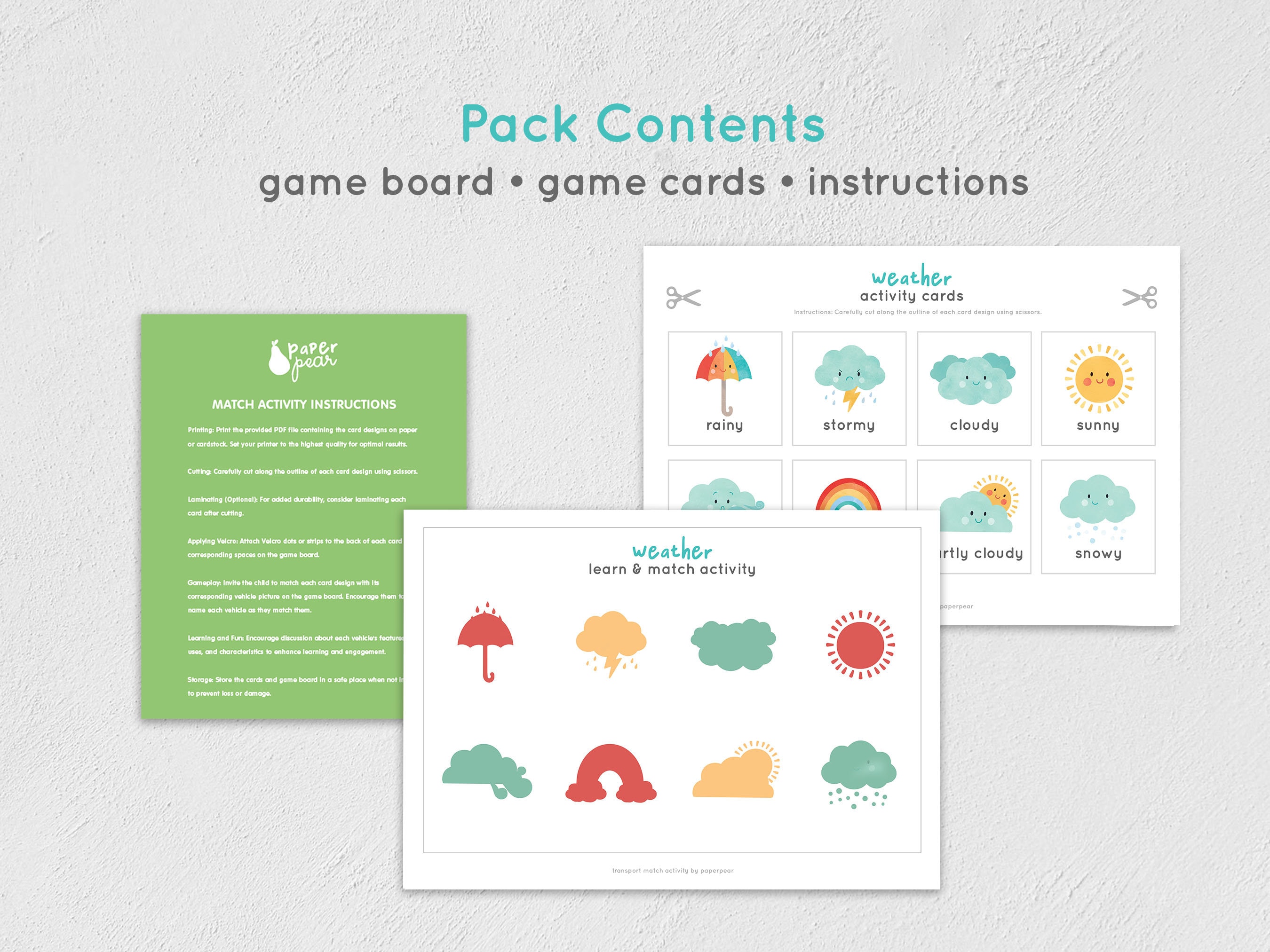 Weather Match Activity Printable - Educational Kids Activity ...
