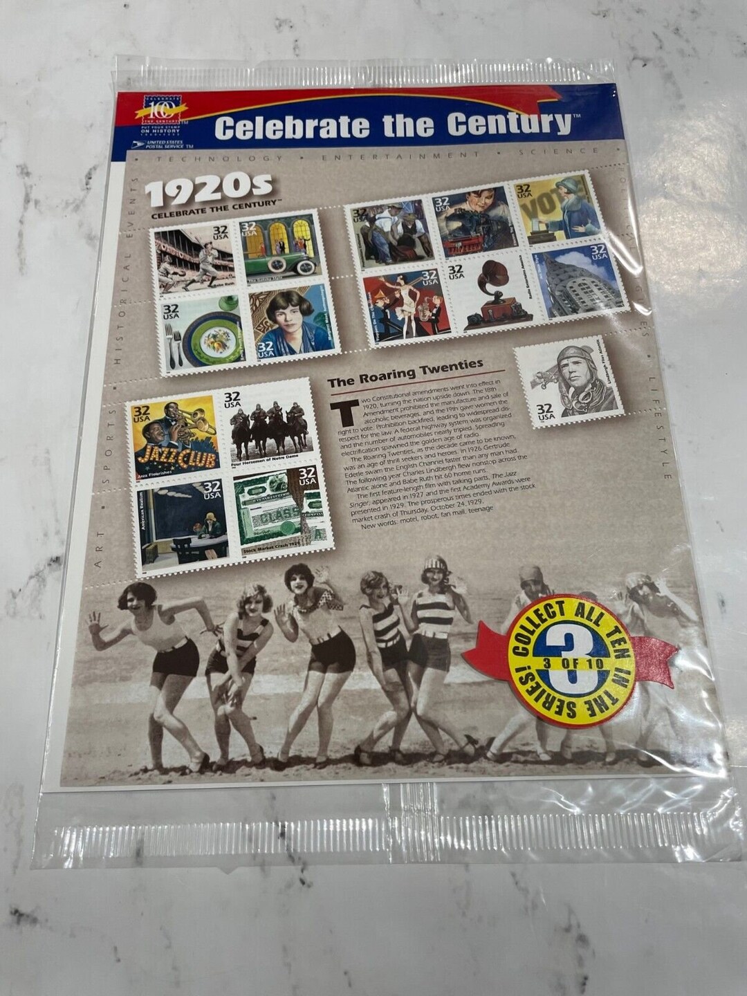 Vintage USPS 1920s Celebrate the Century Stamp Collection Page SEALED ...