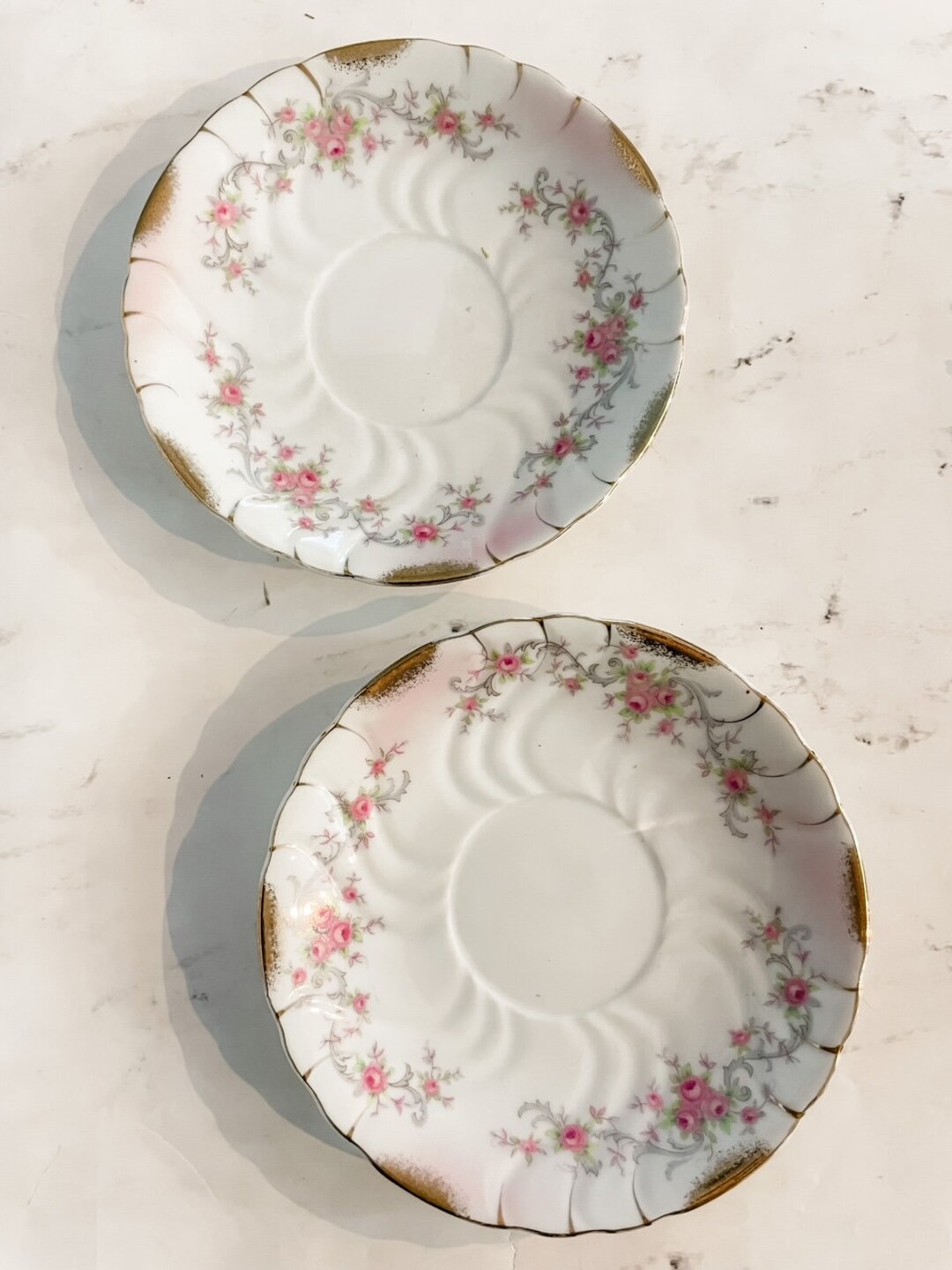 Lefton China Saucer Plates 2x 1076R Hand Painted - Etsy