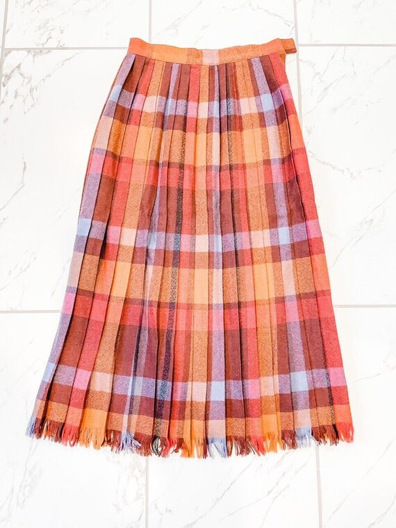 Vintage Christian Dior Plaid Pleated Skirt 100% Wool … - Gem