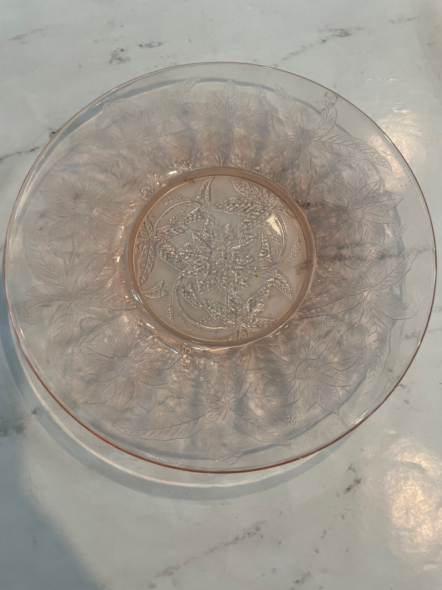Antique Pink Floral Depression Glass Saucers Set of 2 - Etsy
