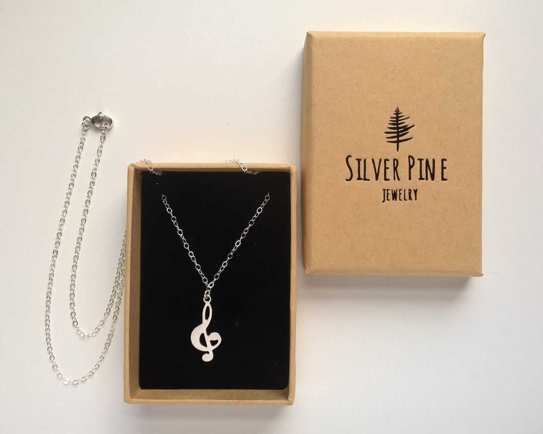 Sterling Silver Treble Clef Collana, Collana di note musicali, Collana musicale, Regalo ...