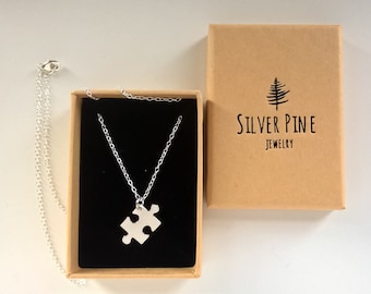 Sterling Silver Puzzle Piece Pendant Necklace - Etsy