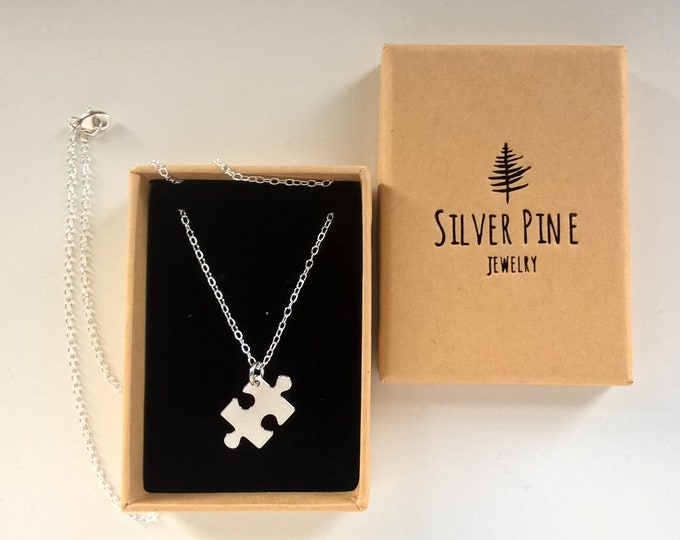 Puzzle Piece Necklace - Sterling Silver Necklace, Jigsaw Puzzle ...
