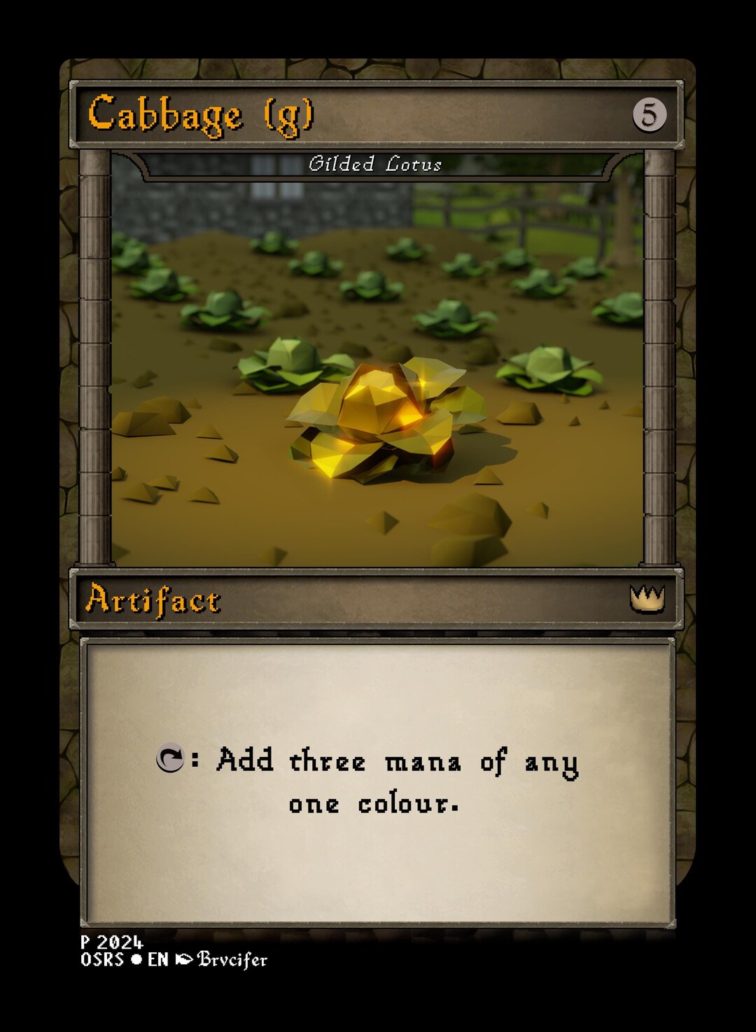 OSRS Cabbage (g) (gilded Lotus) - Original Art OSRS Mtg Proxy Card by ...