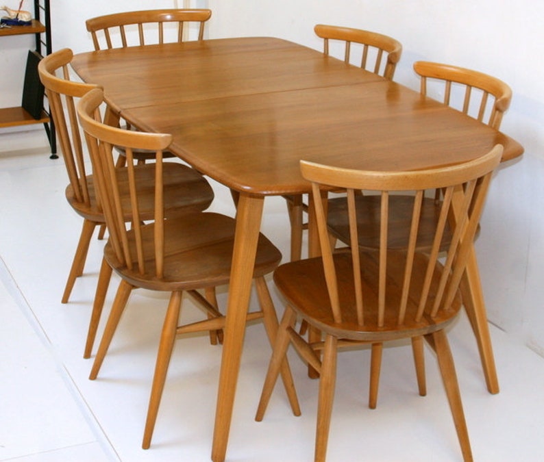 Ercol Grand Windsor Extending Dining Table: Mid-century Modern Elm ...
