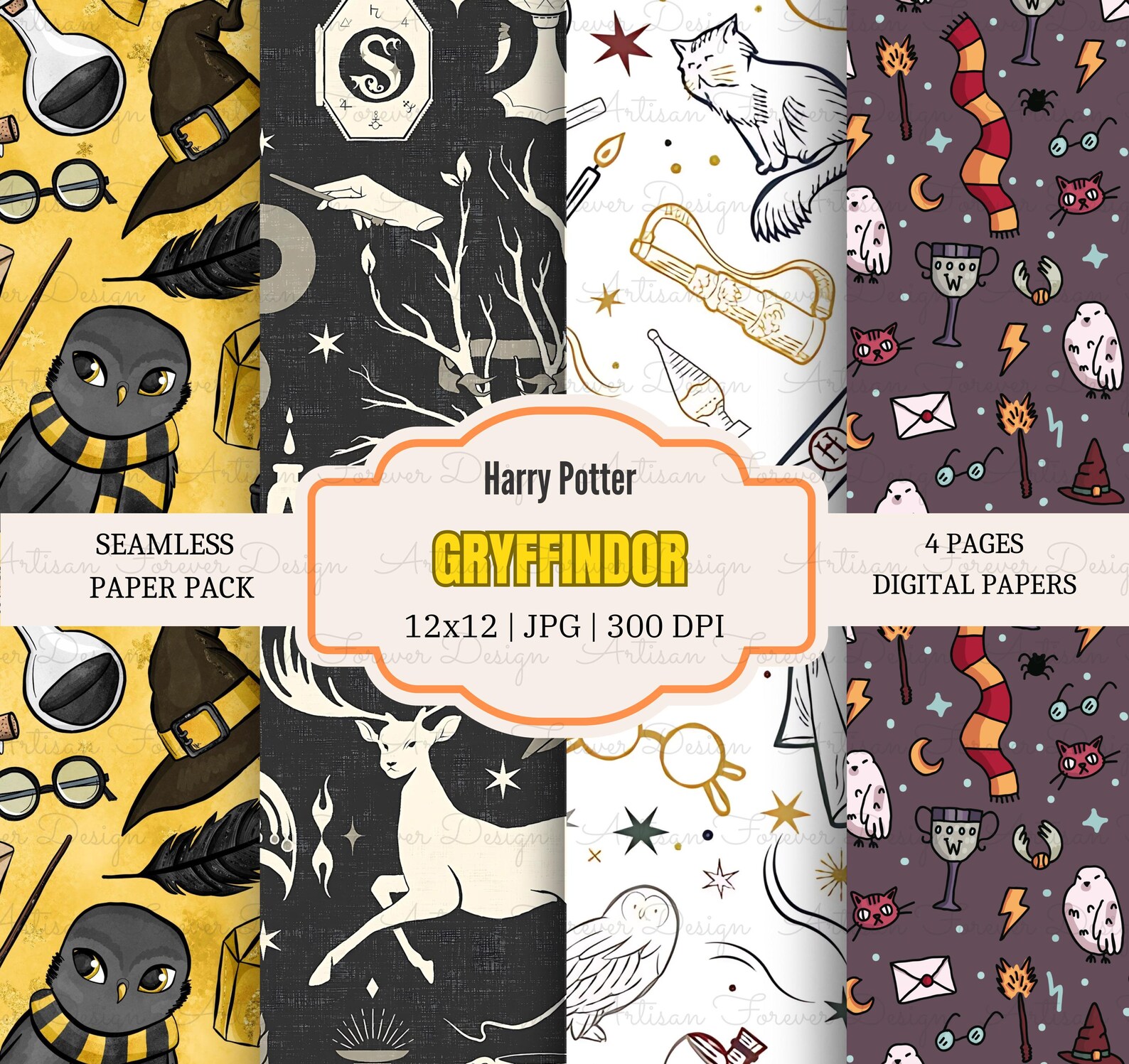 Harry Potter Digital Paper Pack: Wizard School DIY (digital Download ...