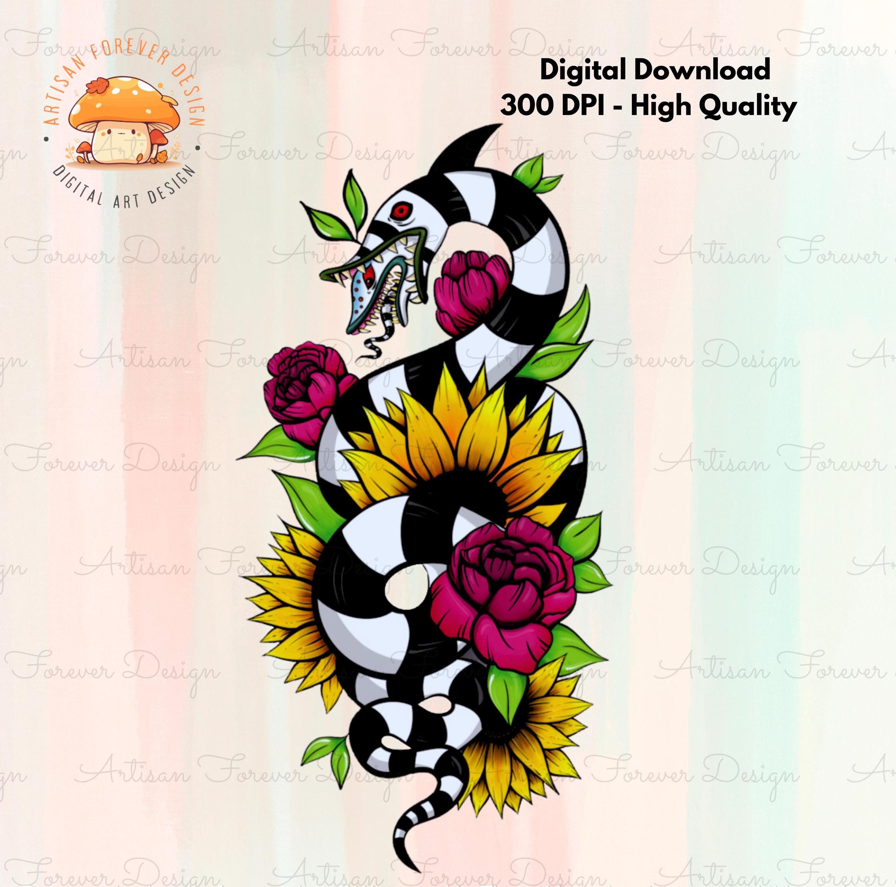 Beetlejuice Sandworm PNG: Retro Horror Art, Spooky Creature (digital ...