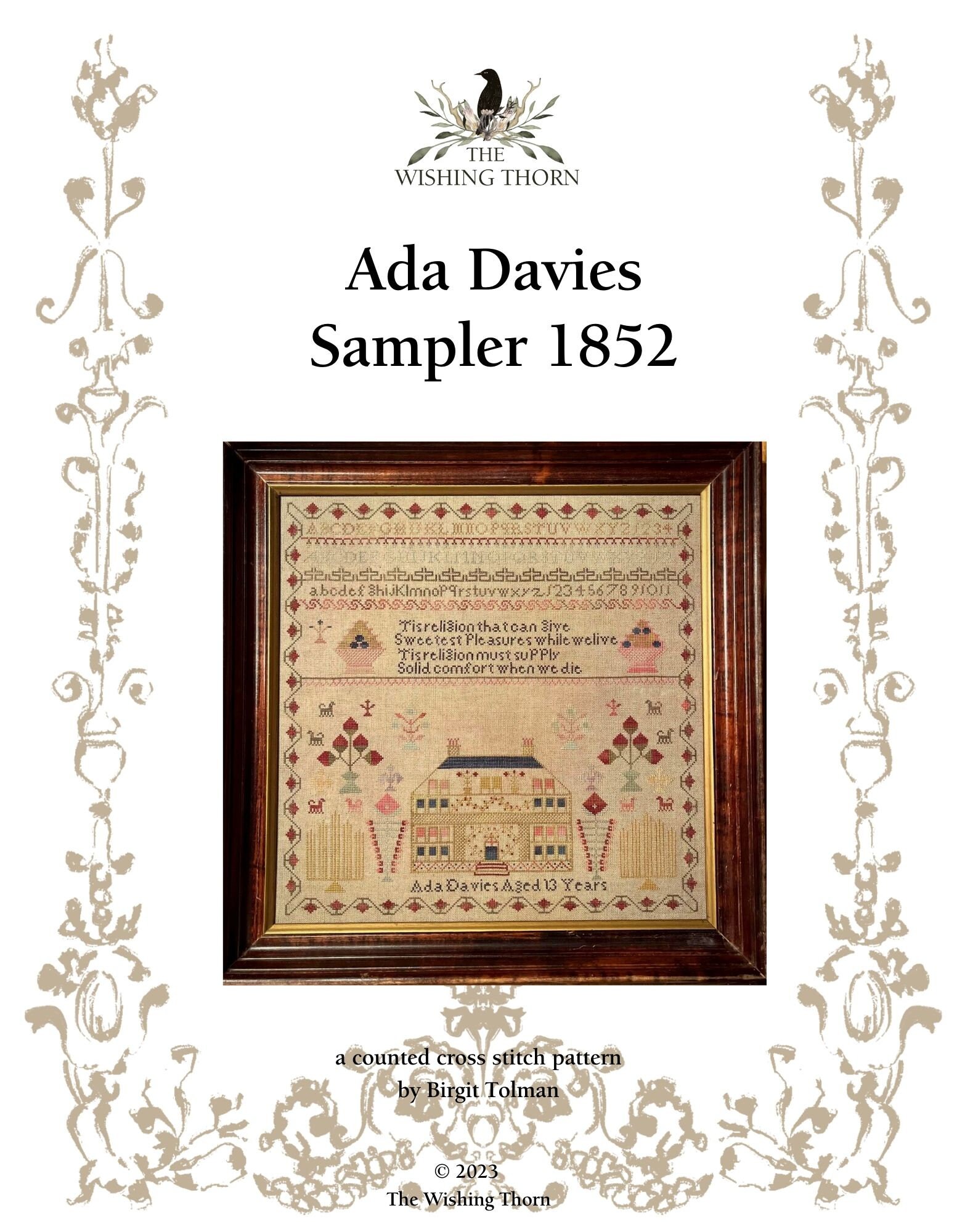 Ada Davies 1852 Sampler Pattern PDF, Welsh Sampler Cross Stitch Pattern ...