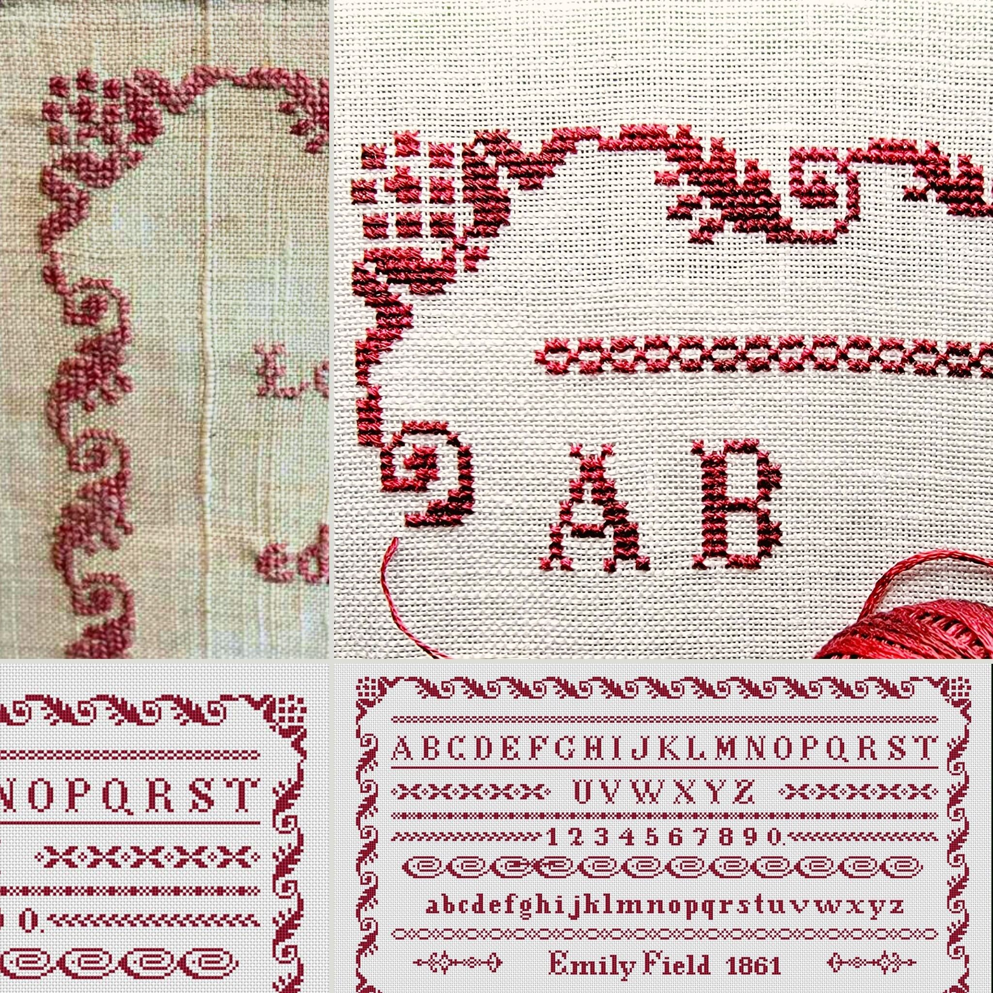 Emily Field 1861 Redwork Sampler Cross Stitch Pattern PDF - Etsy