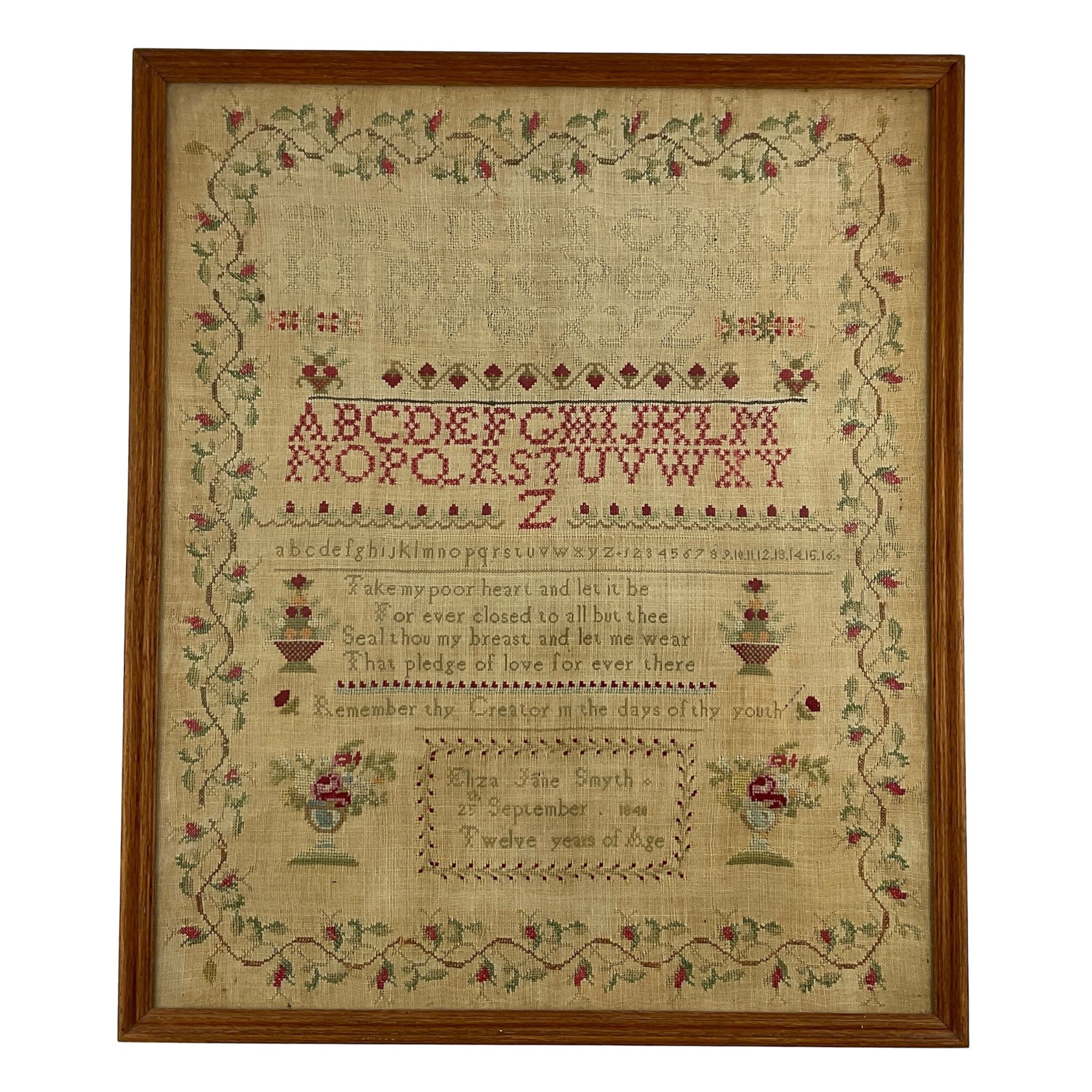 Eliza Jane Smyth 1840 Sampler Pattern PDF Chart for Aida or Linen ...