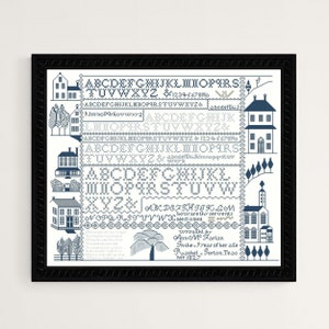 Ann Mcfarlan Reproduction Sampler 1827, Blue Pattern PDF, Counted ...