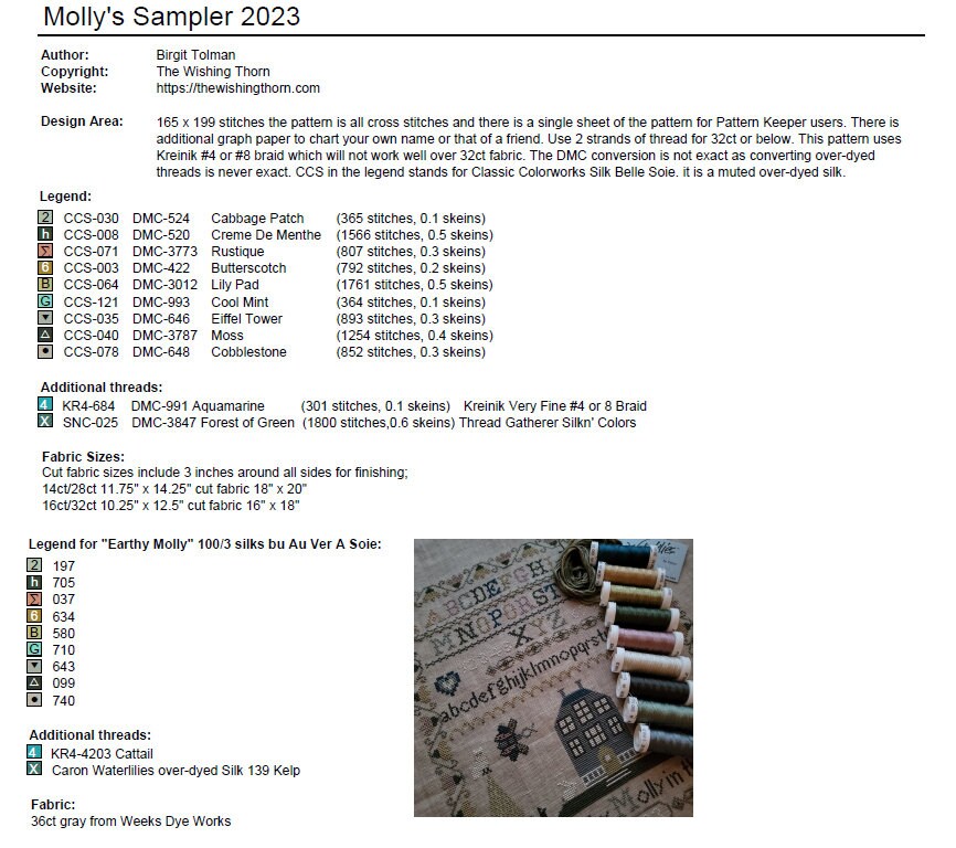 Molly's Sampler 2023, Cross Stitch Pattern PDF, Counted Thread Instant ...