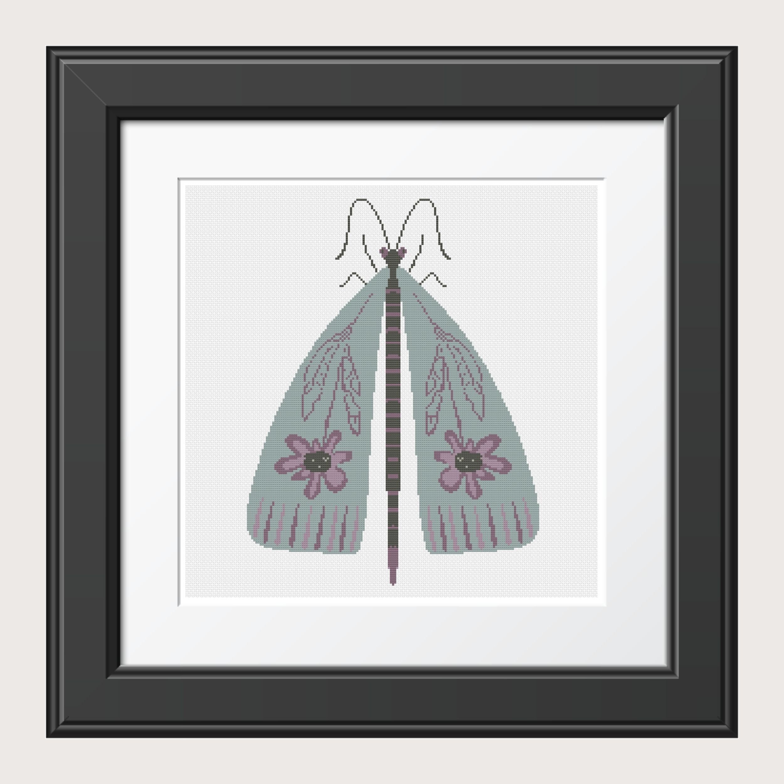 Flower Moth Cross Stitch Pattern PDF Hoop Cross Stitch - Etsy