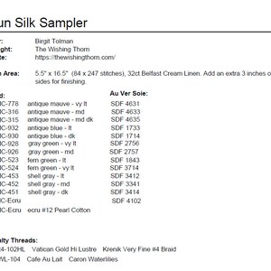 Spun Silk Band Sampler PDF Graph, Specialty Stitches Linen Needlework ...