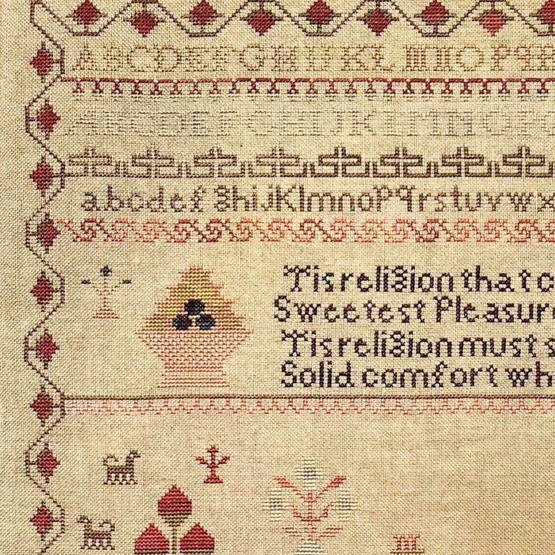 Ada Davies 1852 Sampler Pattern PDF, Welsh Sampler Cross Stitch Pattern ...