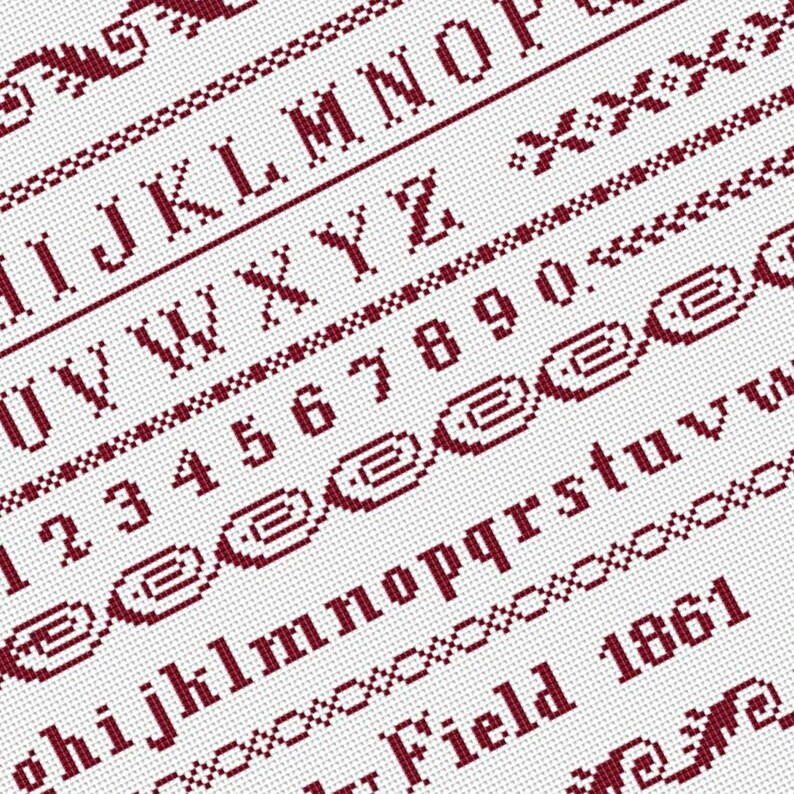 Emily Field 1861 Redwork Sampler Cross Stitch Pattern PDF - Etsy
