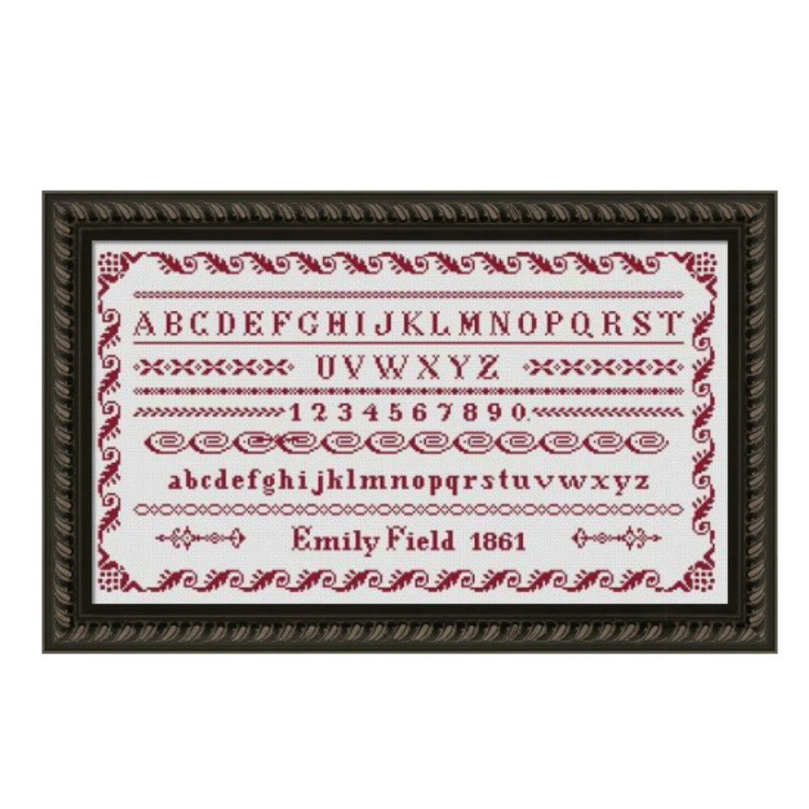 Emily Field 1861 Redwork Sampler Cross Stitch Pattern PDF - Etsy