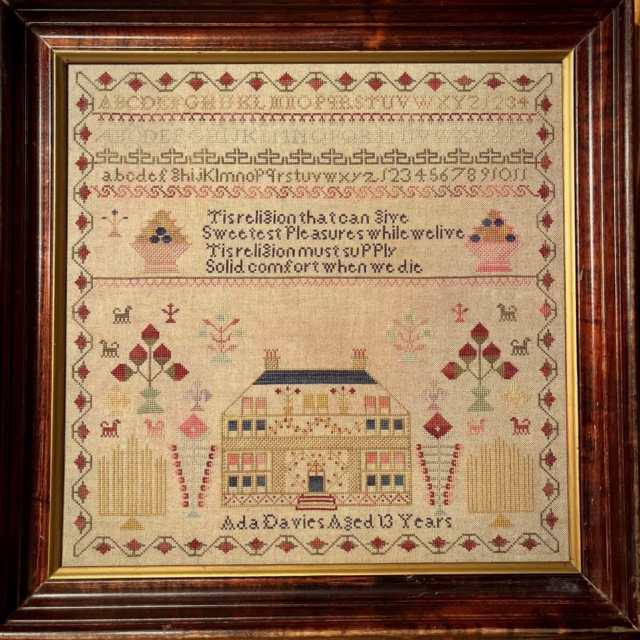 Ada Davies 1852 Sampler Pattern PDF, Welsh Sampler Cross Stitch Pattern ...