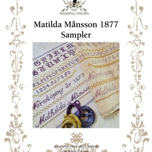 Mathilda Månsson 1877 Sampler PDF, Cross Stitch Chart, Counted Thread ...